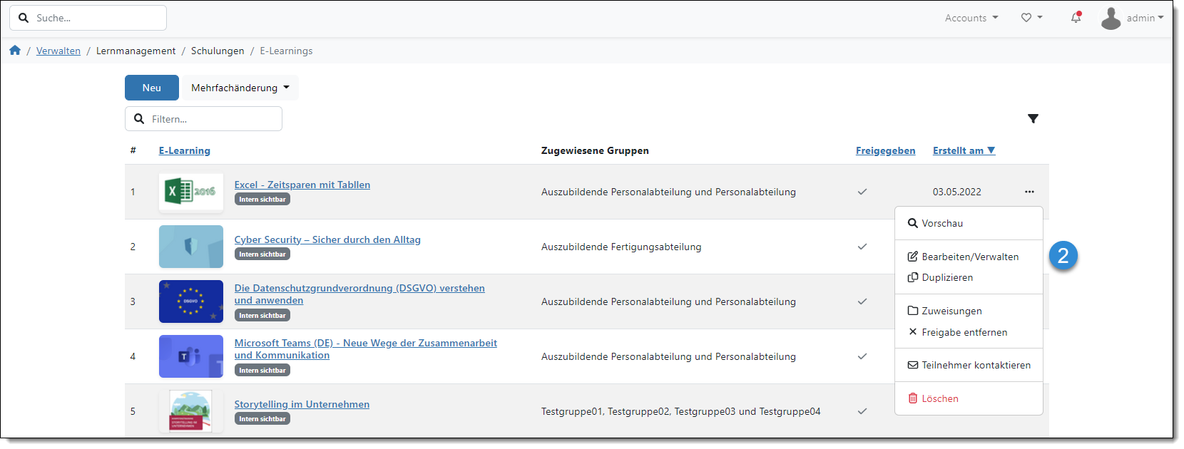 So aktivieren Sie den internen Schulungskatalog und machen Schulungen ...